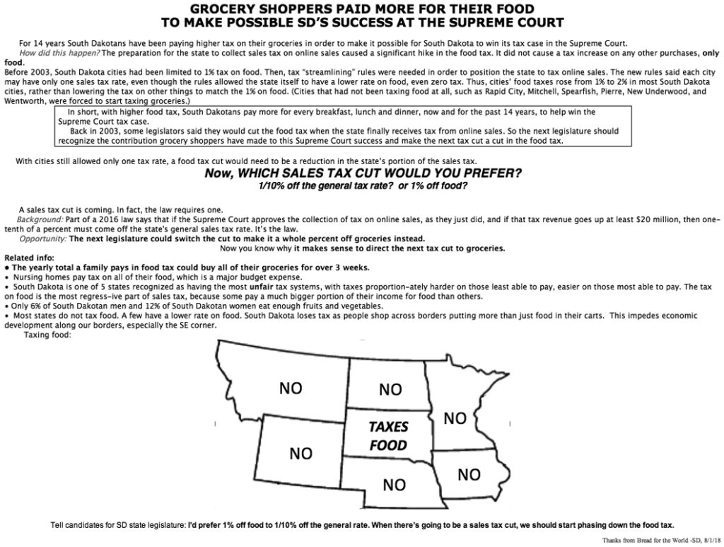 Food Tax Information – South DaCola